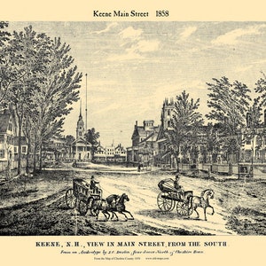 Keene Main Street - Stylized 1858 From the Old Wall Map New Hampshire ...