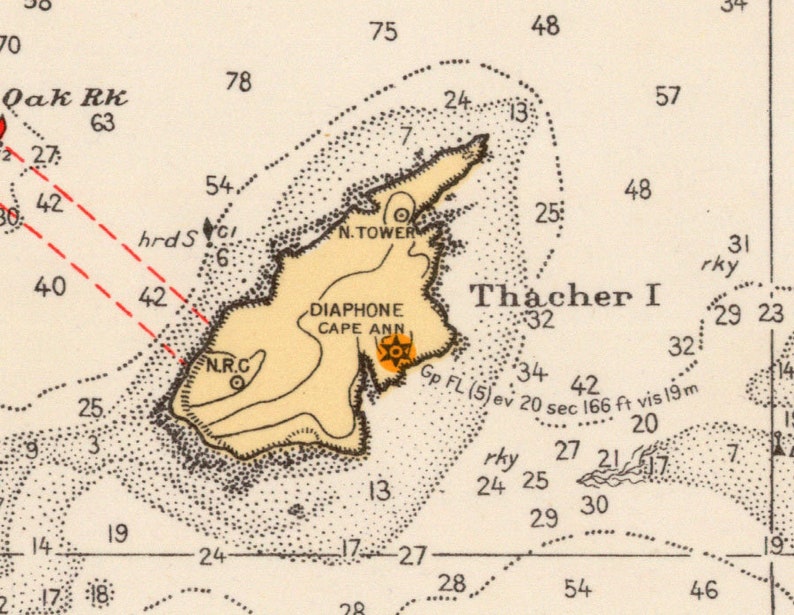 Ipswich Bay to Gloucester Harbor, Massachusetts - 1936 Nautical Map ...