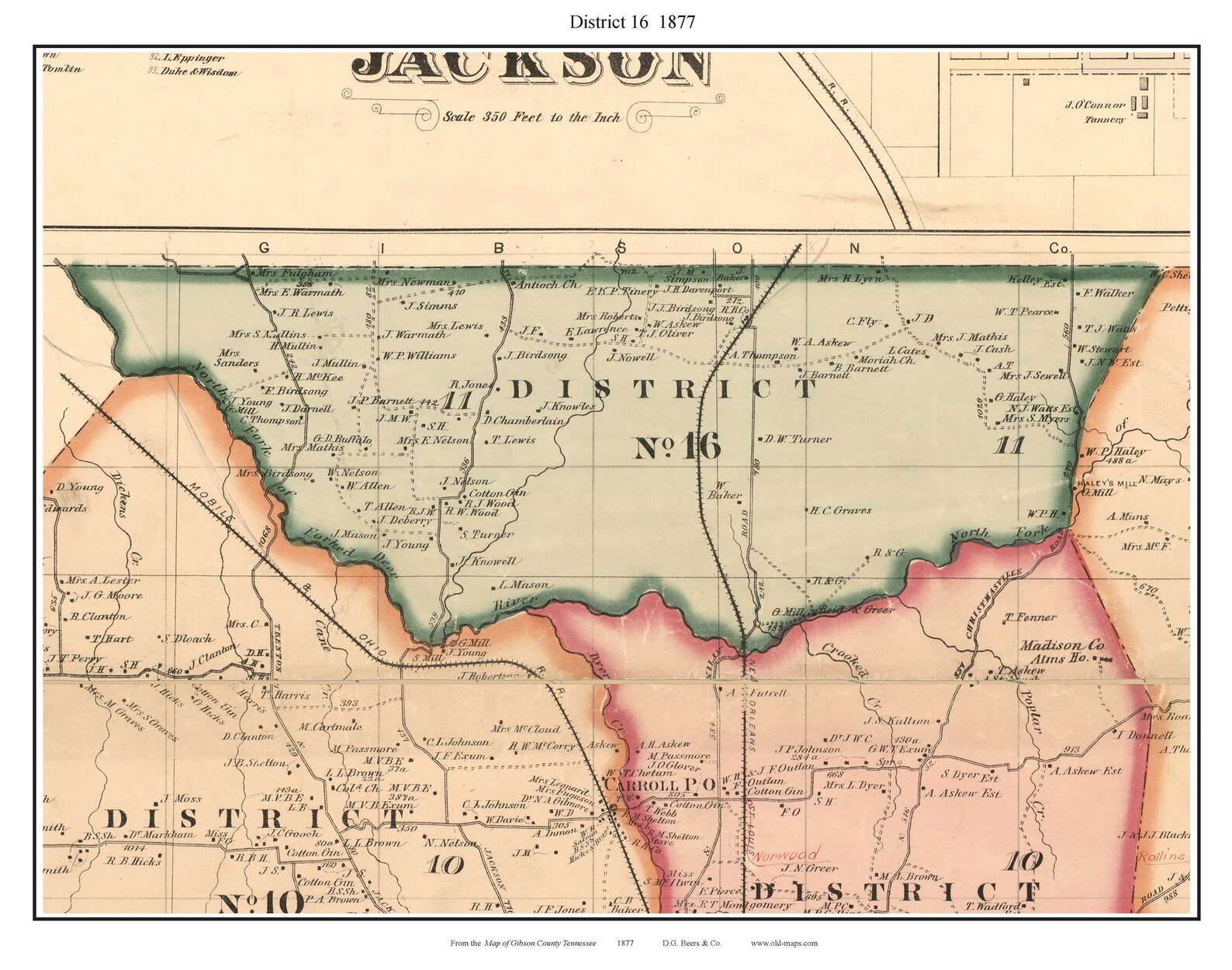 District 16 1877 Old Town Map With Homeowner Names Tennessee - Etsy