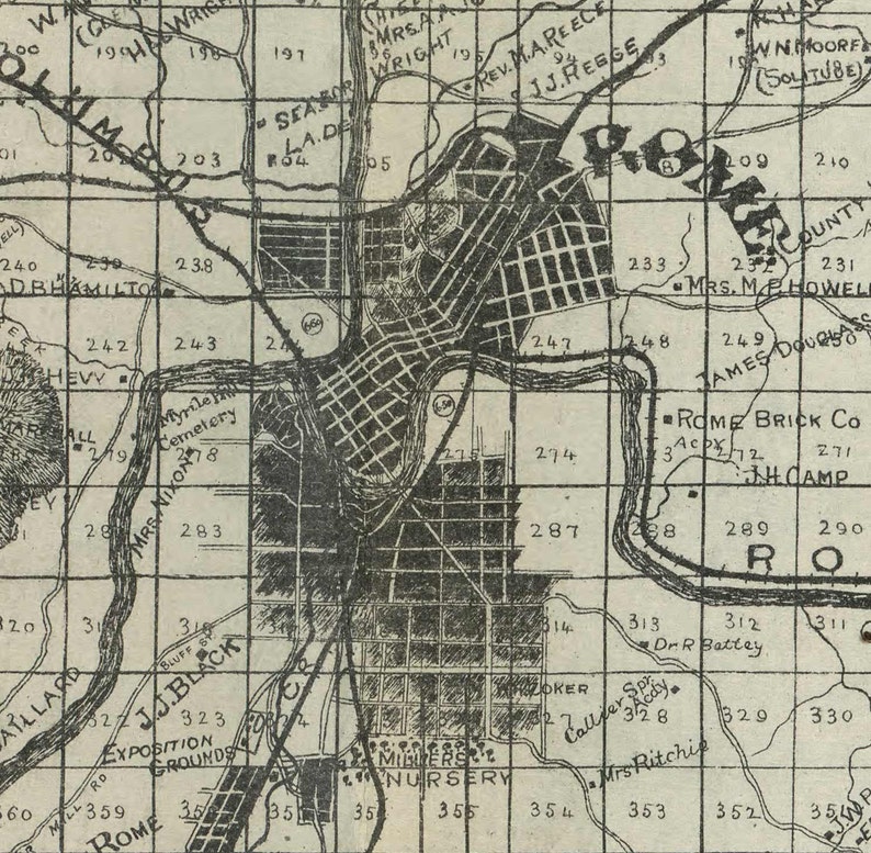 Floyd County Old 1895 Map Georgia Wall Map With Homeowner Etsy