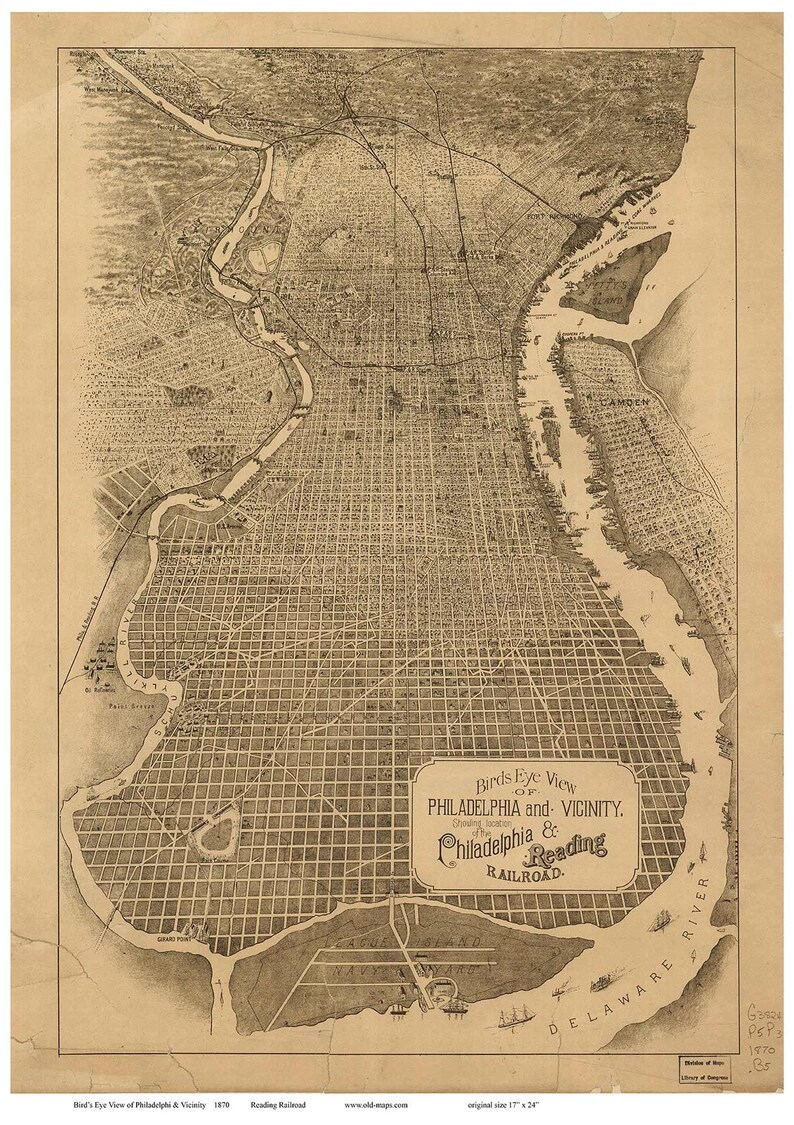 Philadelphia Pennsylvania 1870 Birds Eye View Reprint - Etsy
