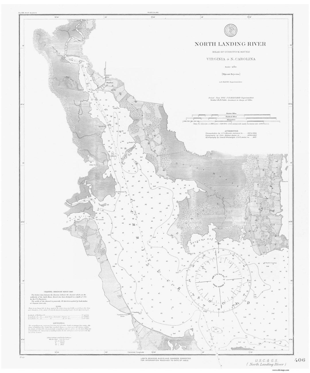 North Landing River - 1882 Nautical Map - North Carolina - Reprint - AC ...