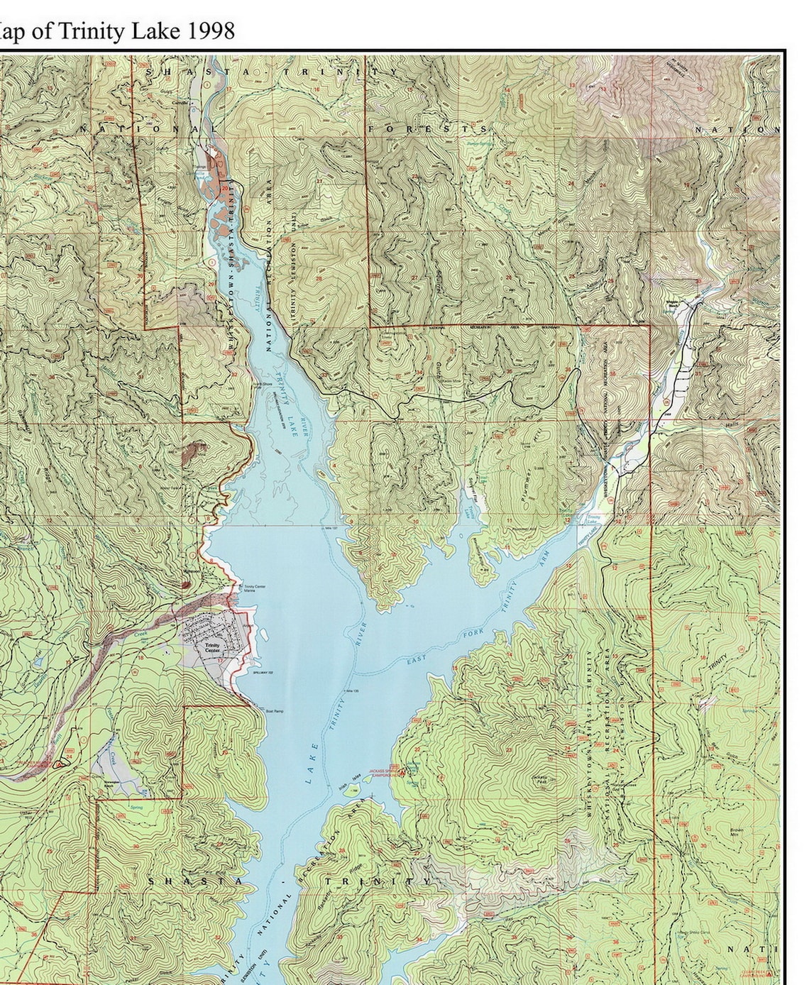 Trinity Lake 1998 Old Topographic Map USGS Custom Composite - Etsy