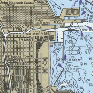 Chicago Lake Front 1983 - Lake Michigan, Illinois - Nautical Map ...
