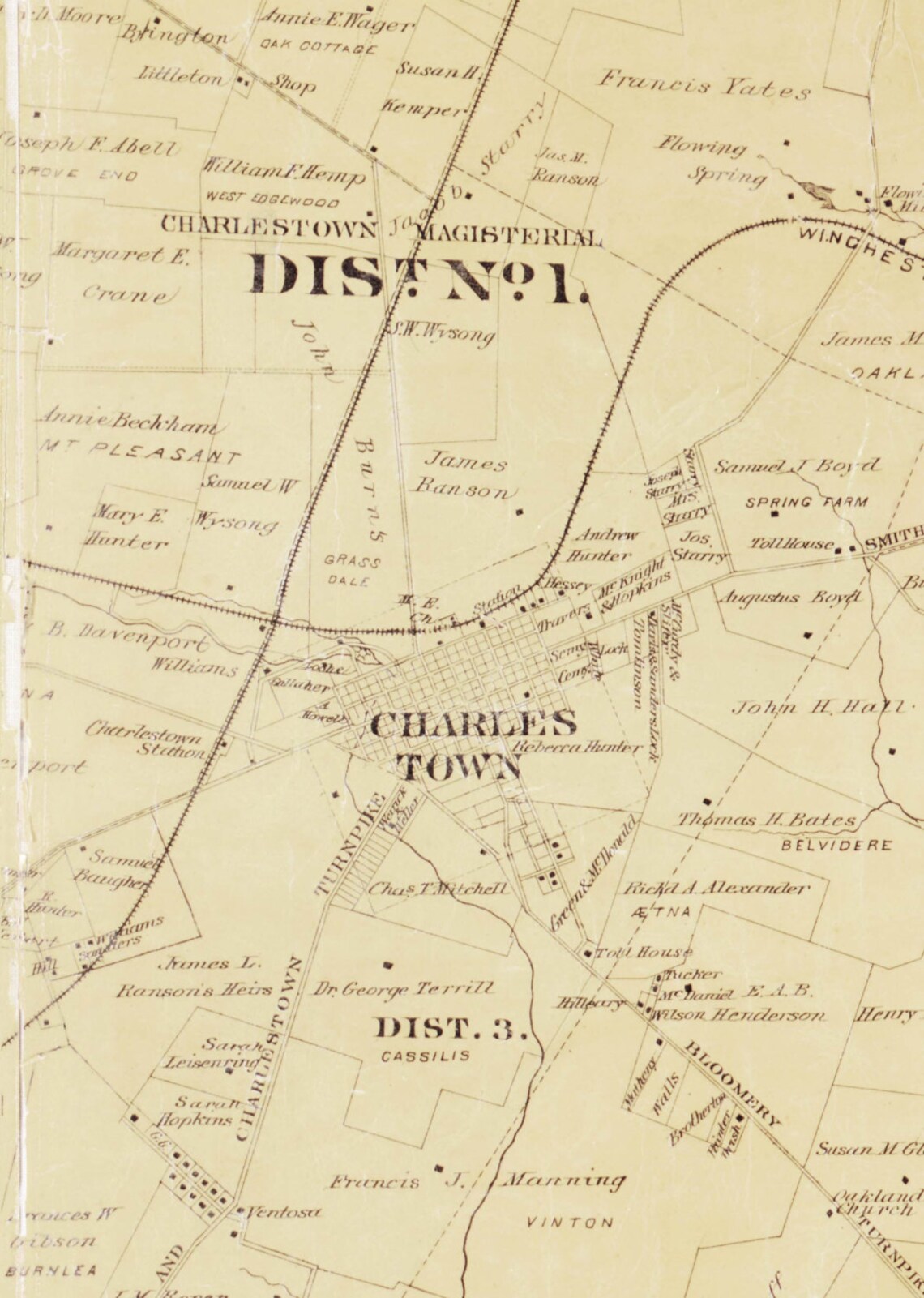 Jefferson County Map 1883 West Virginia Old Wall Map With - Etsy