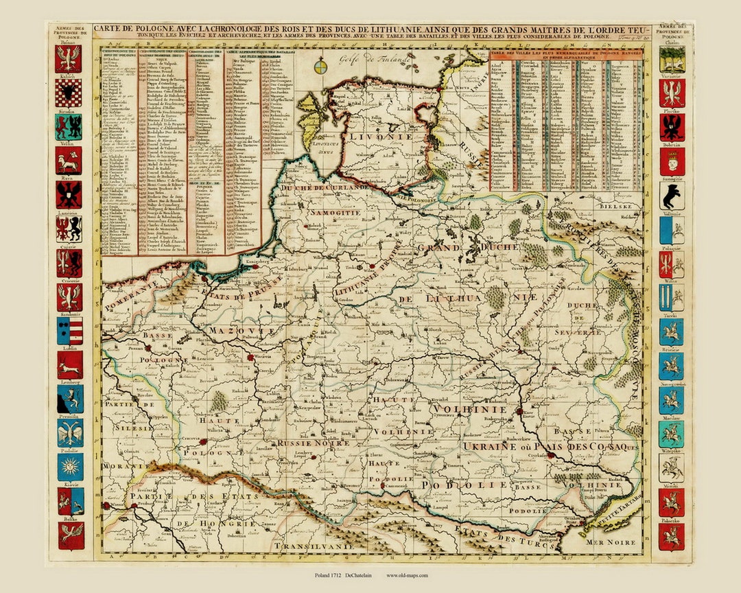 Poland 1712 Old Map Wall Map Reprint - Etsy