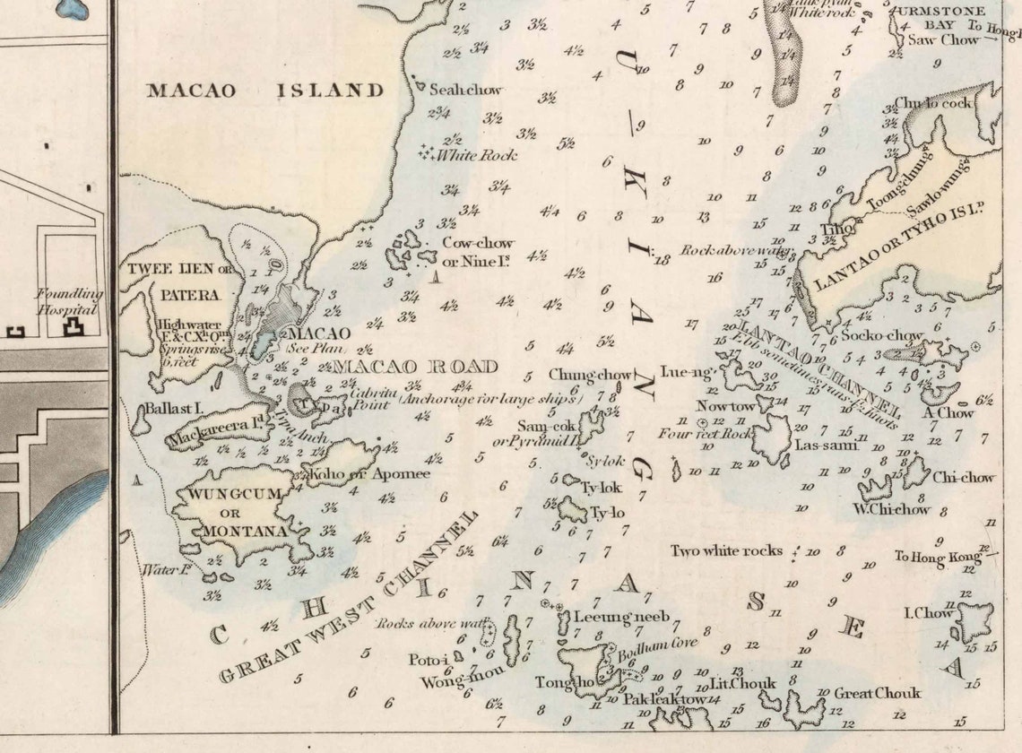 Hong Kong Macao Canton 1856 Map Guangzhou China Old Map Reprint - Etsy