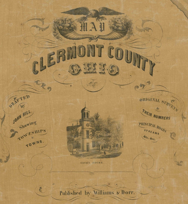 Clermont County Ohio 1857 Old Wall Map Reprint With - Etsy