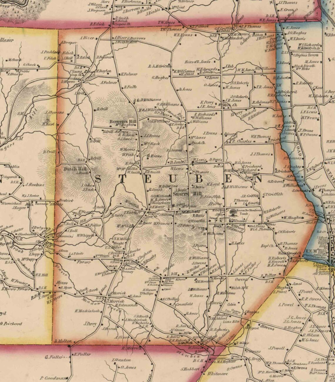 Oneida County New York 1852 - Old Wall Map Reprint With Homeowner Names ...