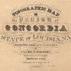 Concordia Parish Louisiana 1841 - Old County Wall Map With Landowner ...