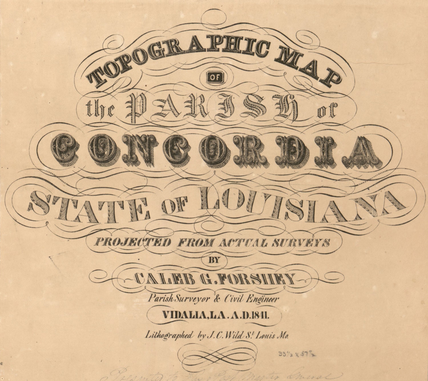Concordia Parish Louisiana 1841 - Old County Wall Map With Landowner ...