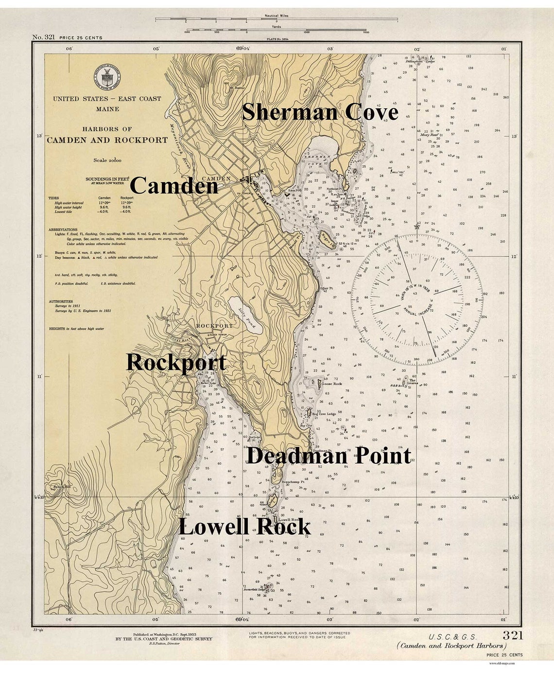 Camden and Rockport Harbors Sherman Cove Deadman Point Lowell Rock ...