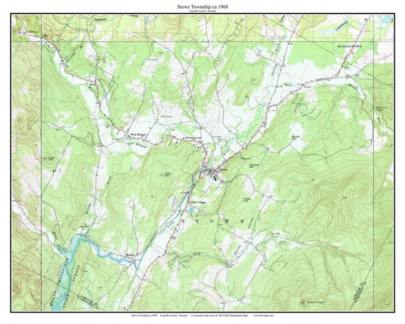 Stowe Close-up 1968 Old USGS Town Map Custom Composite - Etsy