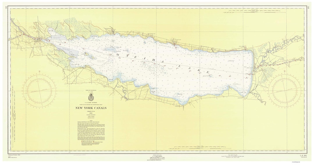 Oneida Lake 1956a NY Nautical Map Reprint - Great Lakes NY #3 - 184 - Etsy