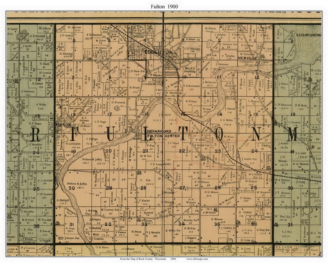 Fulton 1900 - Old Town Map With Homeowner Names - Edgerton Indianford ...