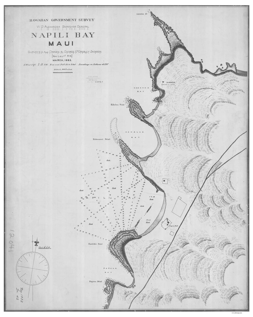 Napili Bay - 1883 Nautical Map - Maui Hawaii, PC Harbors Reprint 12041 ...