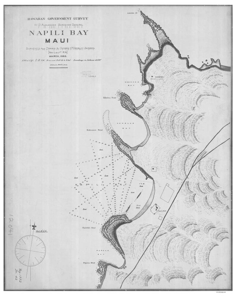 Napili Bay 1883 Nautical Map Maui Hawaii PC Harbors - Etsy