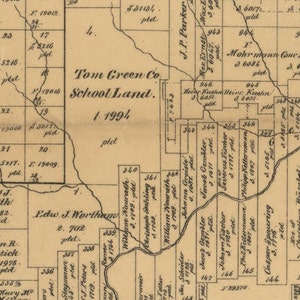 Tom Green County, Texas - East Part - 1894 - Old Wall Map Reprint With ...