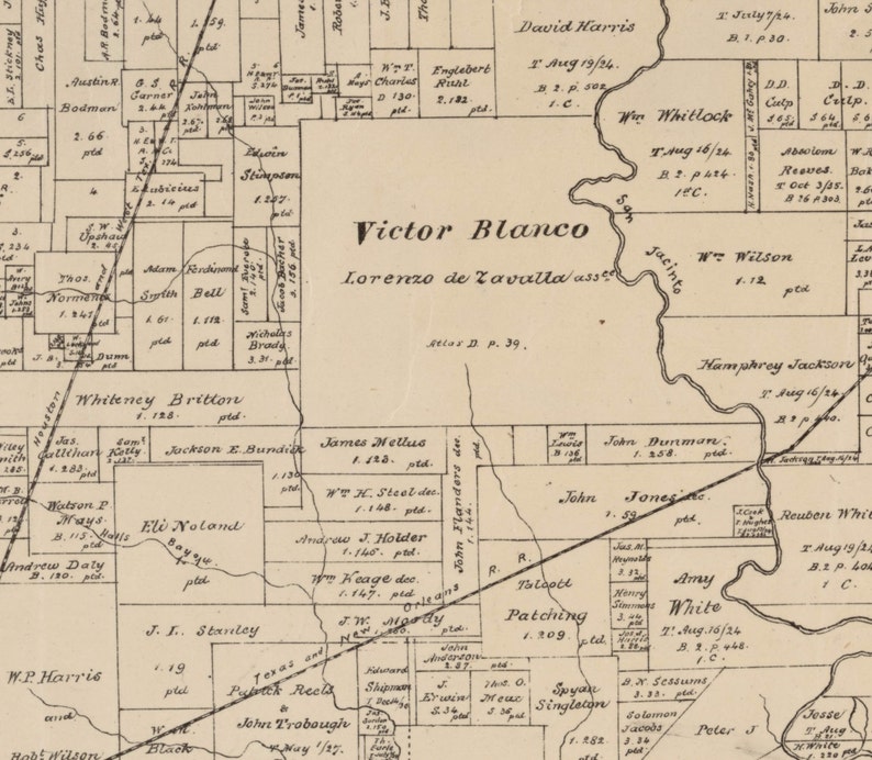 Harris County Texas 1879 Old Wall Map Reprint With Land - Etsy