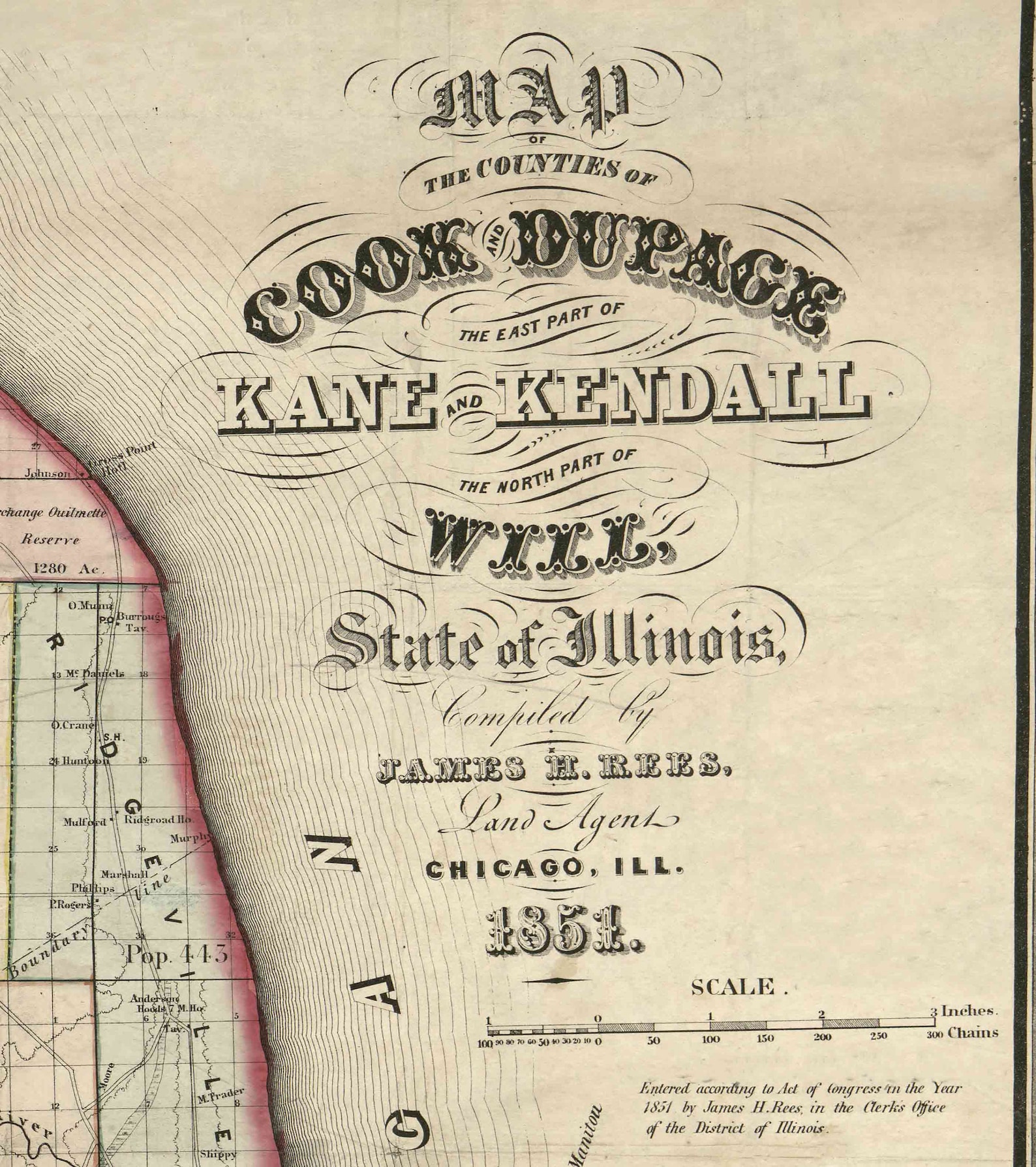 Cook & Dupage Counties Illinois 1851 Old Wall Map Reprint - Etsy