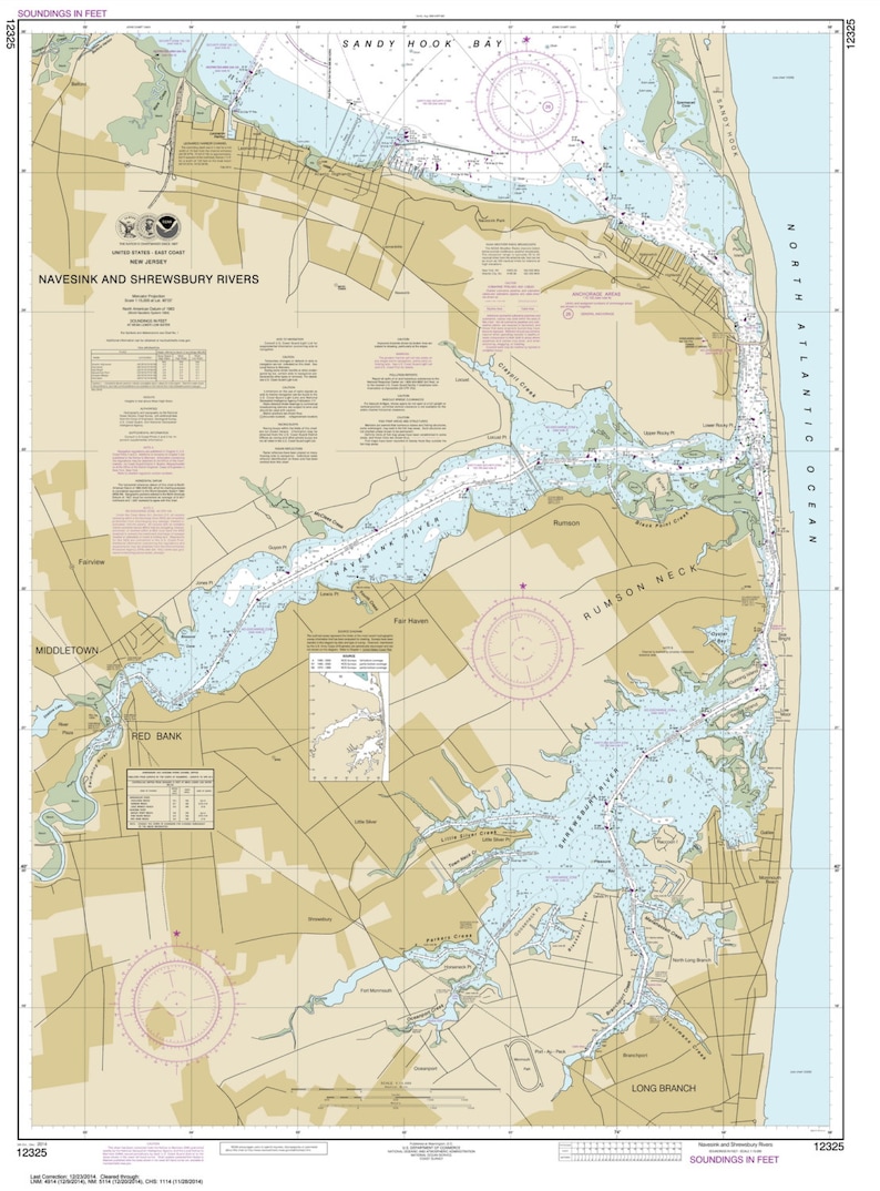 Navesink and Shrewsbury Rivers 2014 Nautical Map New - Etsy