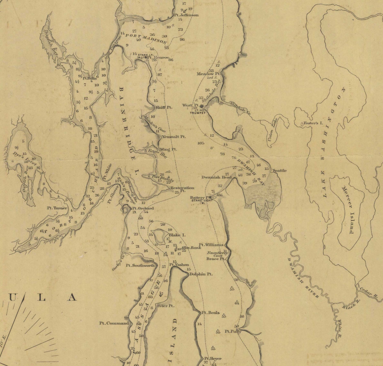 Puget Sound 1878 Nautical Map - Washington Territory - PC Big Area 6401 ...