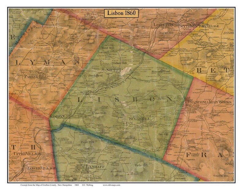 Lisbon 1860 Old Town Map With Homeowner Names New Hampshire - Etsy