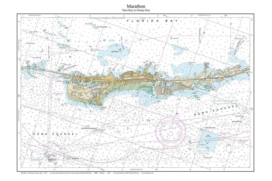 Marathon - Vaca Key to Grassy Key 2014 - Nautical Map Florida - Custom ...