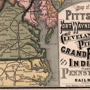 The United States of America 1874 Railroads Map - USA Map RR Reprint ...