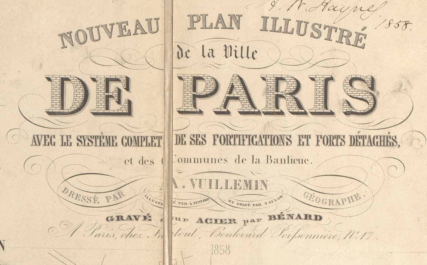 Old Map of Paris 1858 France - Walled City and Outlying Forts -- Street ...