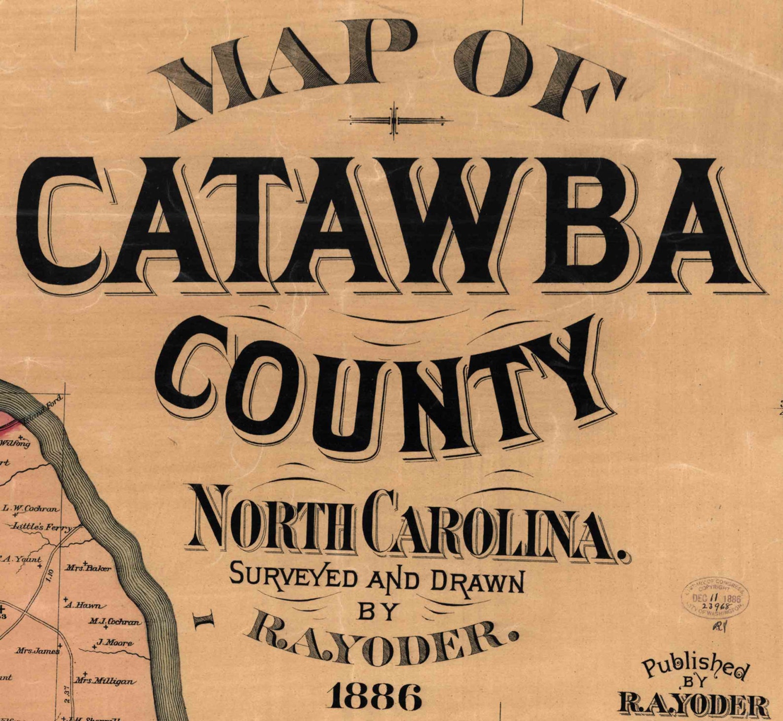 Catawba County North Carolina 1886 Old Wall Map With - Etsy