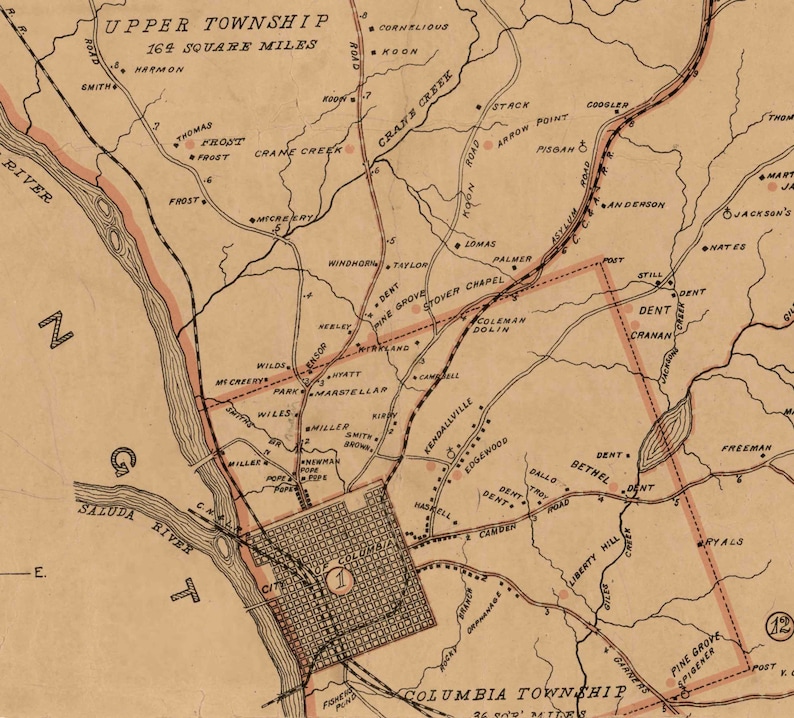 Richland County South Carolina 1897 Old Wall Map With - Etsy