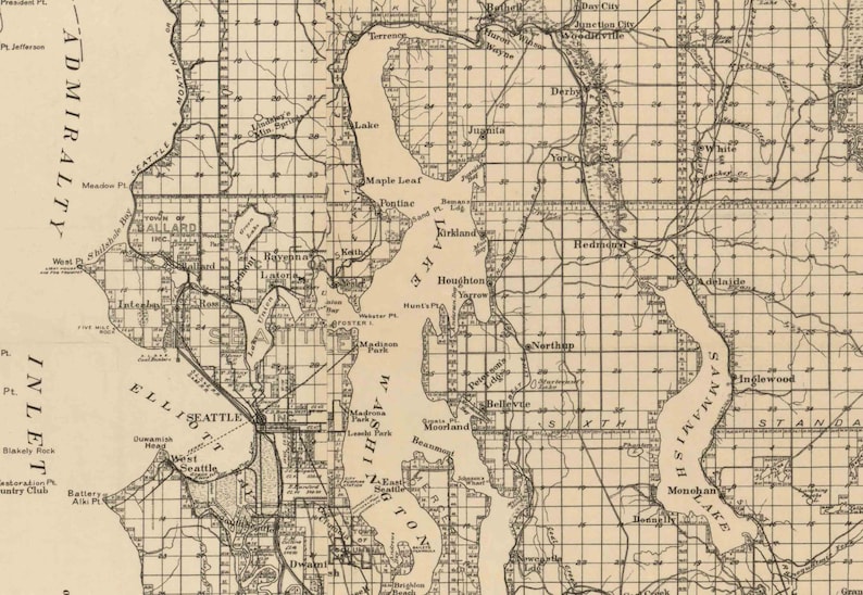 King County Washington 1894 Map Anderson's New Map - Etsy
