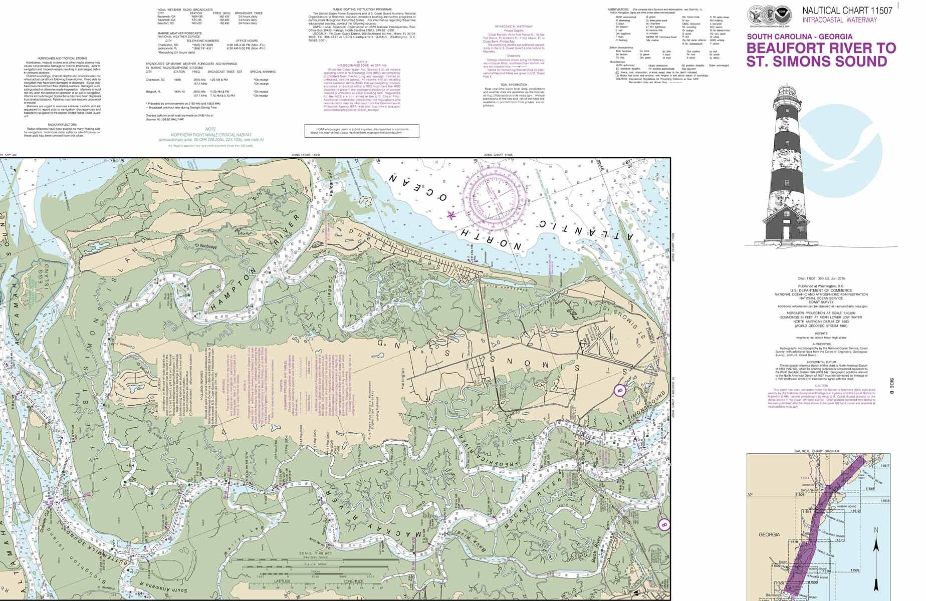 Beaufort River & St Simons Sound - 2015 - Old Map Nautical Chart ...