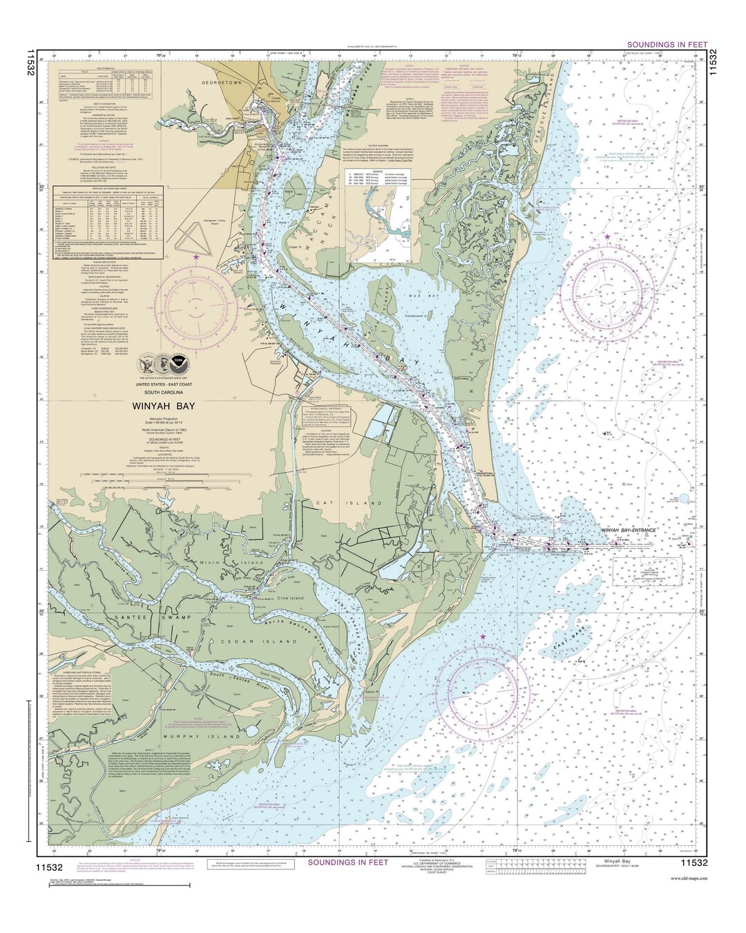 Winyah Bay 2023 Map - Nautical Chart - South Carolina - Reprint ...