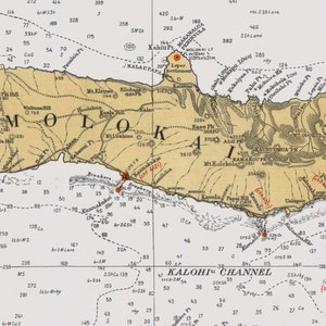 Hawaii to Oahu 1933 - Nautical Map Maui Molokai Lanai - Old Map - PC ...