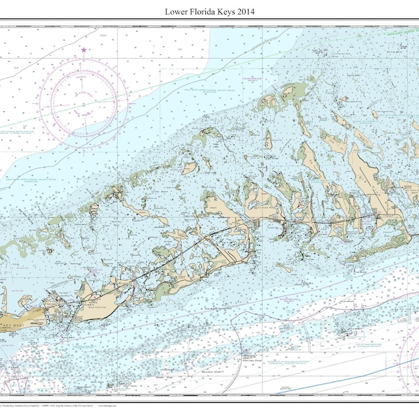 Florida Keys Map Nautical Chart - Etsy