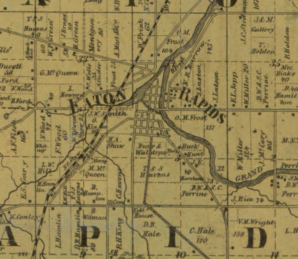 Eaton and Barry Counties Michigan 1860 Old Wall Map Reprint - Etsy
