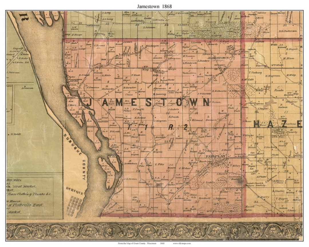 Jamestown 1868 - Old Town Map With Homeowner Names - Fairplay ...
