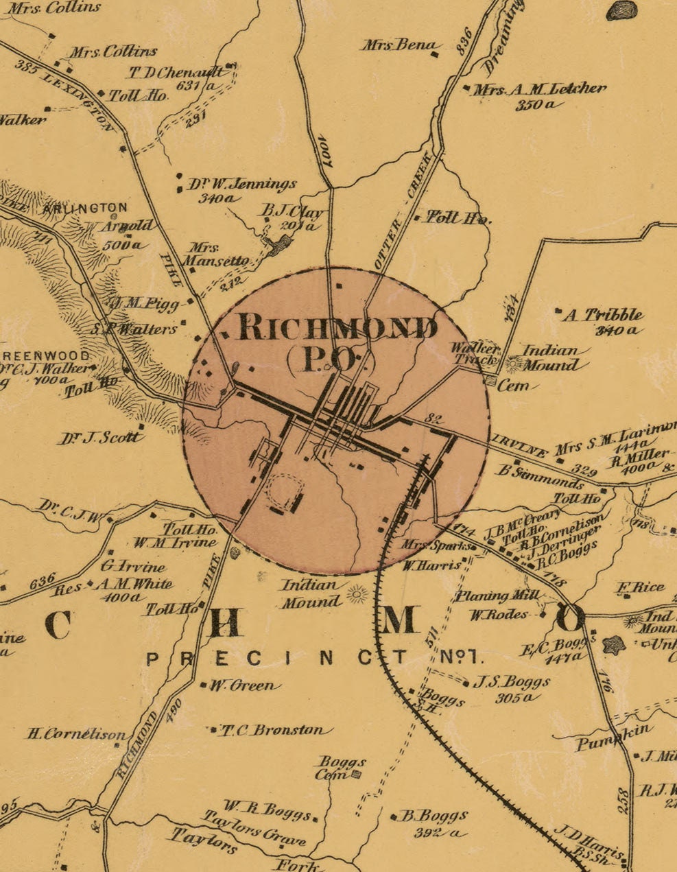 Madison County Kentucky 1876 Old Wall Map With Homeowner | Etsy
