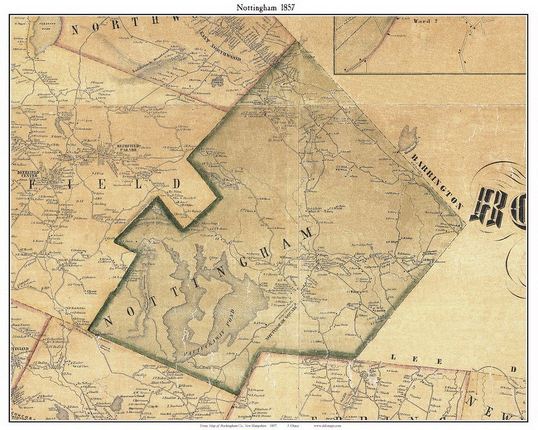 Nottingham 1857 Old Town Map With Homeowner Names New Hampshire ...