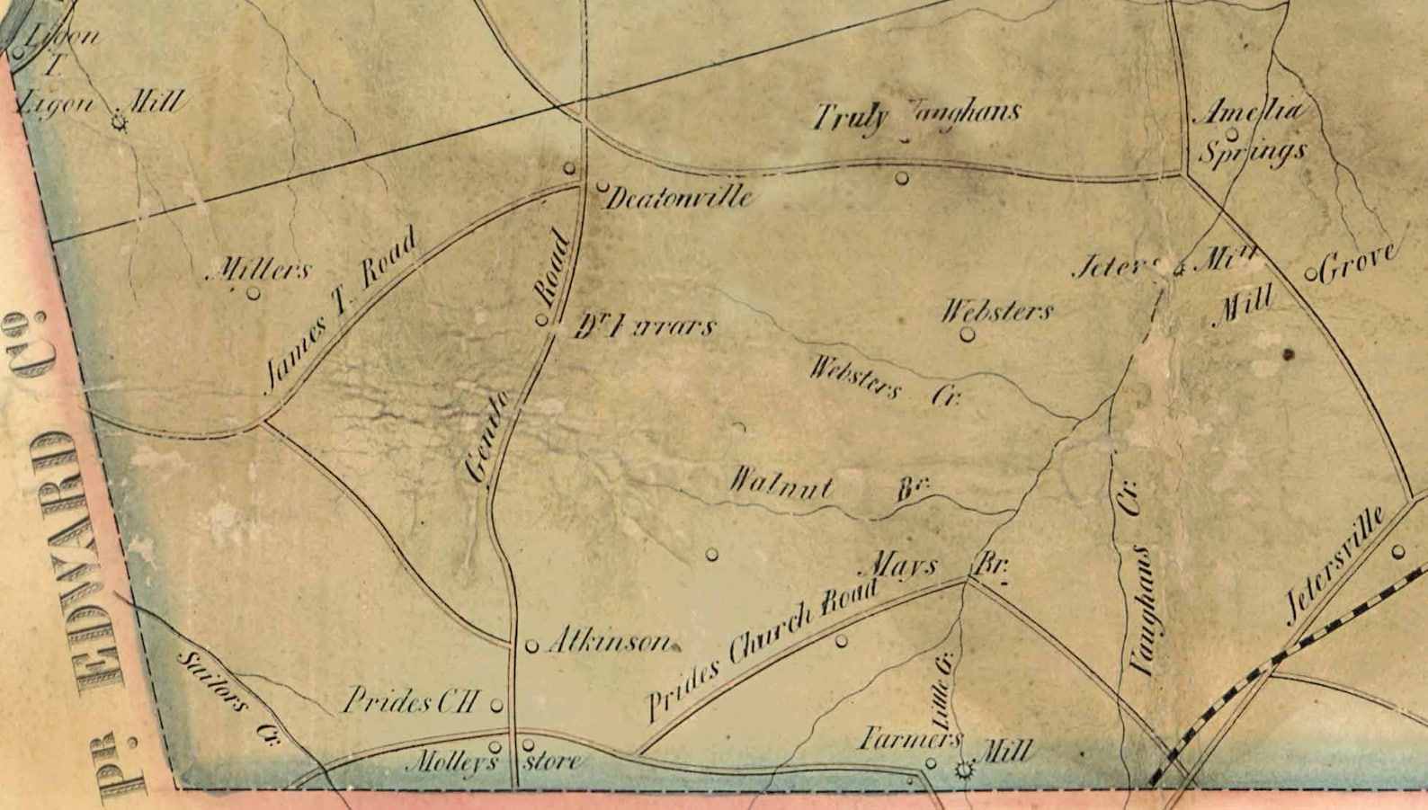 Amelia County Virginia 1850 - Old Wall Map With Homeowner Names Reprint ...
