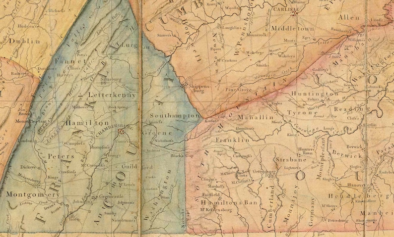 Pennsylvania 1792 Old State Map Howell Early Roads - Reprint - Etsy