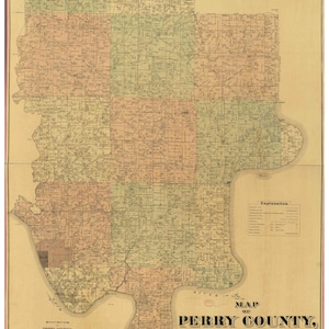 Perry County Indiana 1894 - Old Wall Map Reprint With Landowner Names ...