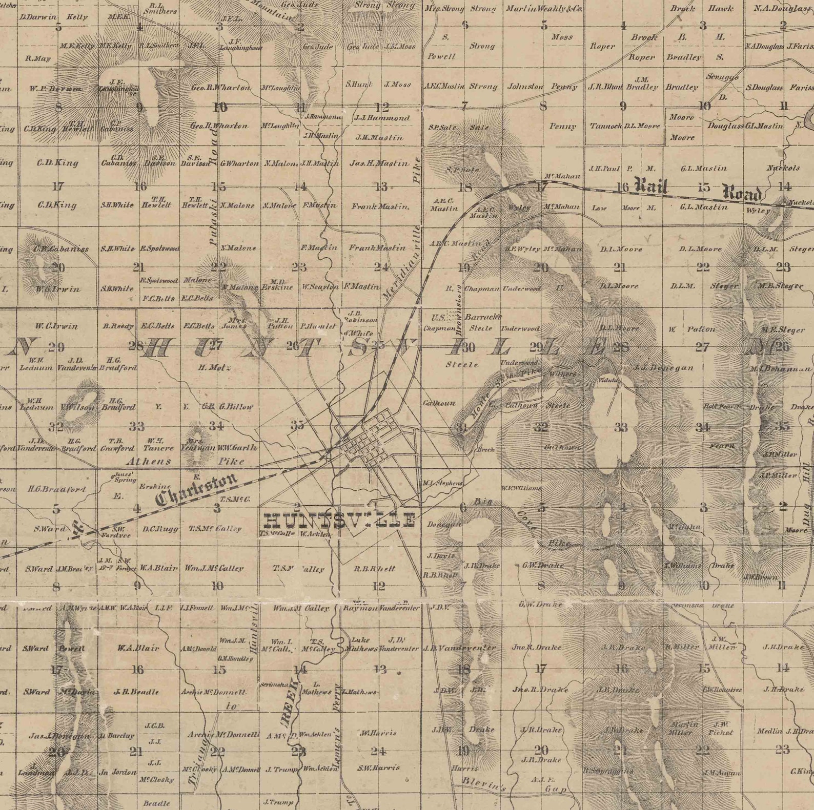 Madison County Alabama 1875 Old Wall Map With Landowner - Etsy