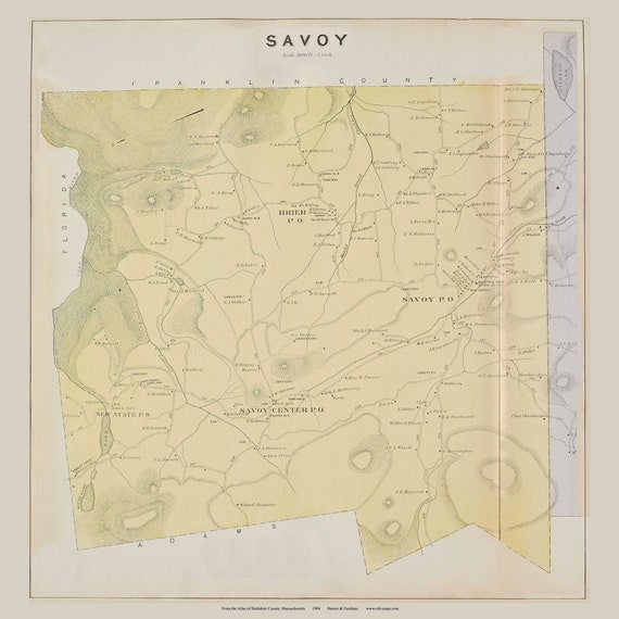 Savoy 1904 Old Town Map Reprint Berkshire County - Etsy