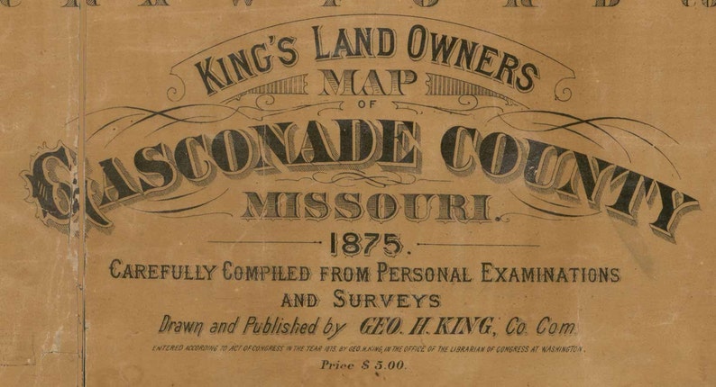 Gasconade County Missouri 1875 - Old Wall Map With Landowner Names ...