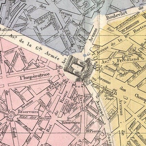 Old Map of Paris 1864 France -- 20 Arrondissements and 80 Quartiers ...