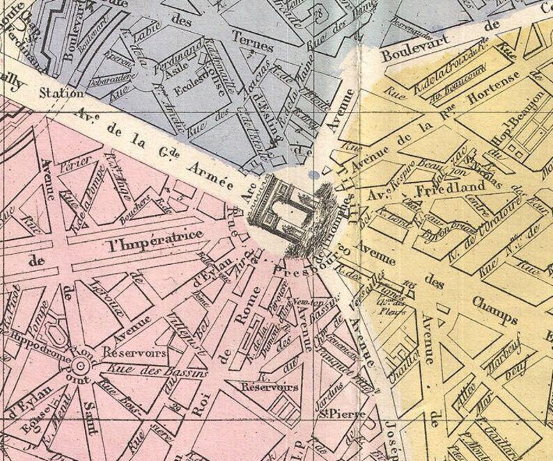 Old Map of Paris 1864 France 20 Arrondissements and 80 | Etsy