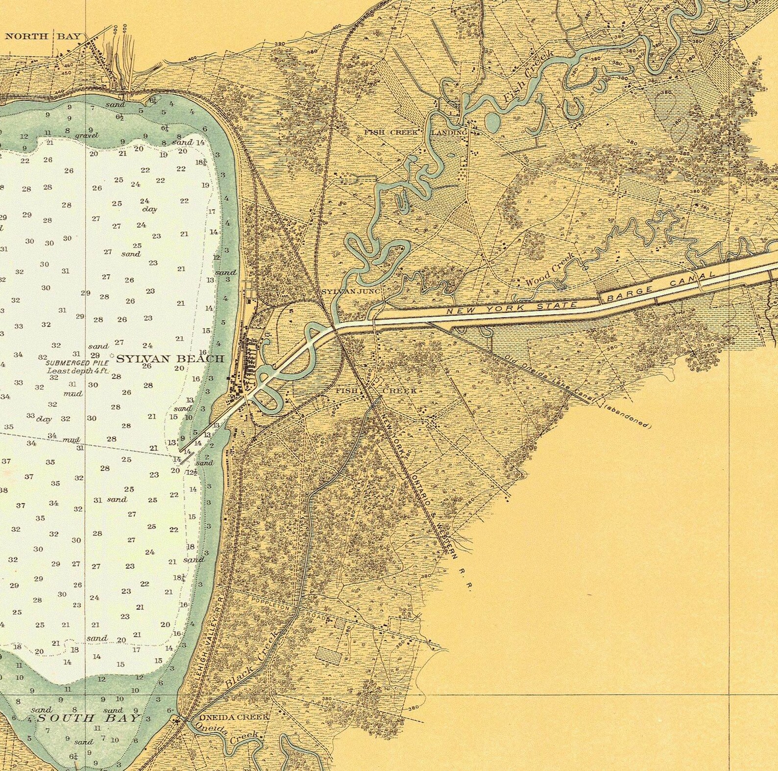 Oneida Lake 1914 Nautical Map Reprint 40000 - Great Lakes NY 3 - 184 - Etsy
